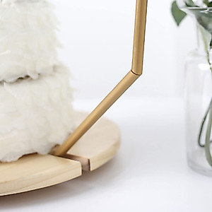 Gold 27-inch Geometric Nonagon Wood with Metal Arch Cake Display Stand Party Events Reception Decorations Supplies