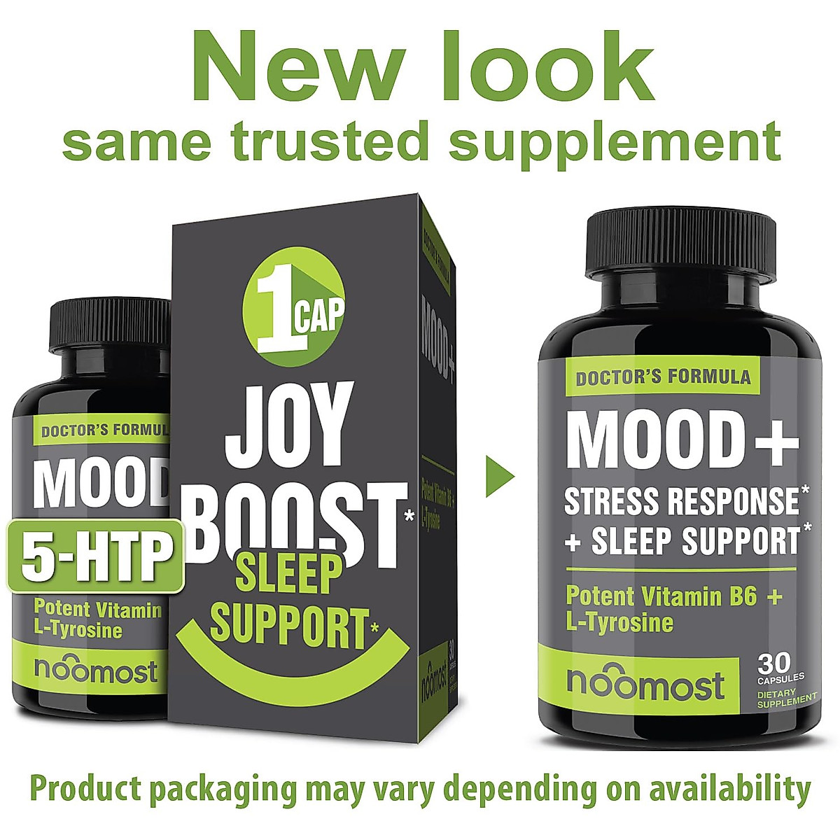 NooMost Mood Support Supplement for Mood Boost, Calm Mind & Body, Stress Response, Energy Supplement – Herbal Adaptogens: Ashwagandha, L Tyrosine, 5 HTP, Passion Flower, 30 Counts