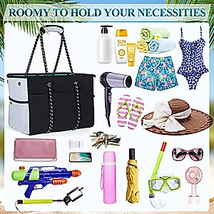 NUBILY Beach Bag for Women, Multipurpose Beach Tote Bag 30L Water Resistant Sandproof Neoprene Tote Bags Extra Large Swimming Travel Gym Pool Bag Lightweight Vacation Shoulder Bag