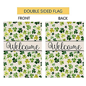 Welcome Spring St. Patrick's Day Small Garden Flag Vertical Double Sided Burlap Yard Outdoor Decor 12.5 x 18 Inches