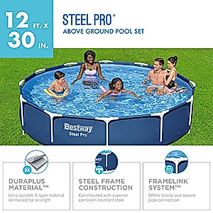 Bestway Steel Pro 12' x 30" Round Above Ground Pool Set | Includes 330gal Filter Pump