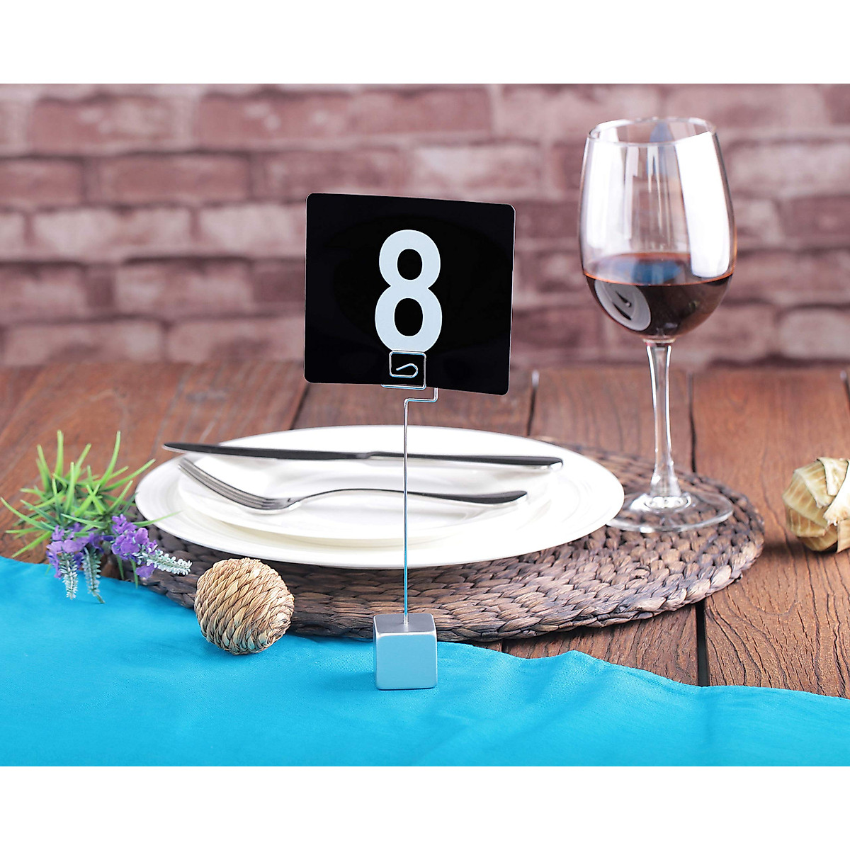 New Star Foodservice 27938 Wire Square Base/Table Number Holder/Number Stand/Place Card Holder, 7-Inch, Set of 5