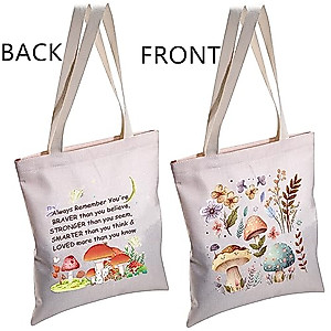 CMNIM Mushroom Tote Bag Canvas Aesthetic Mushroom Canvas Tote Bag for Women Reusable Grocery Bag School Book bag Tote (Mushroom Tote Bag)