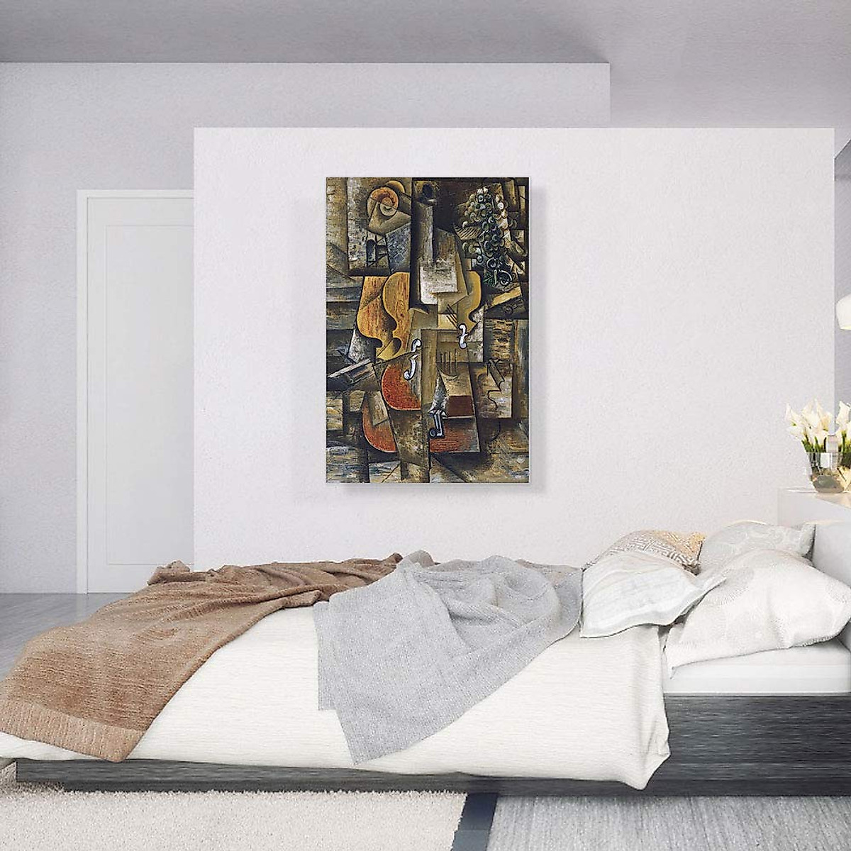 ARTCANVAS Violin and Grapes 1912 Canvas Art Print Stretched Framed Painting Picture Poster Giclee Wall Decor by Pablo Picasso - 40" x 26" (0.75" Deep)