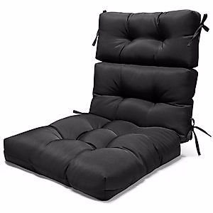 DANGHOOGY Outdoor Rocking Chair Cushion, Waterproof High Back Adirondack Chair Cushion with Ties, 44x21x4 Inches Patio Seat Cushion Replacement for Outdoor Furniture (1, Black)