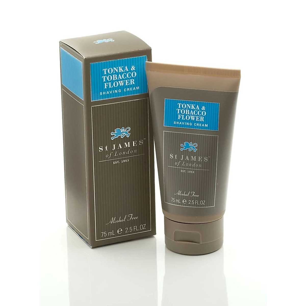 St James of London Tonka & Tobacco Flower Shave Cream Tube, 2.5oz