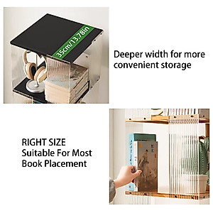 5 Tier Rotating Bookshelf, Clear Bookcase, Modern Storage Organizer Book Case for Bedroom Living Room Home Office, 360 Display Spinning Bookshelf Floor Standing Book Shelf (5 Tier - Natural)