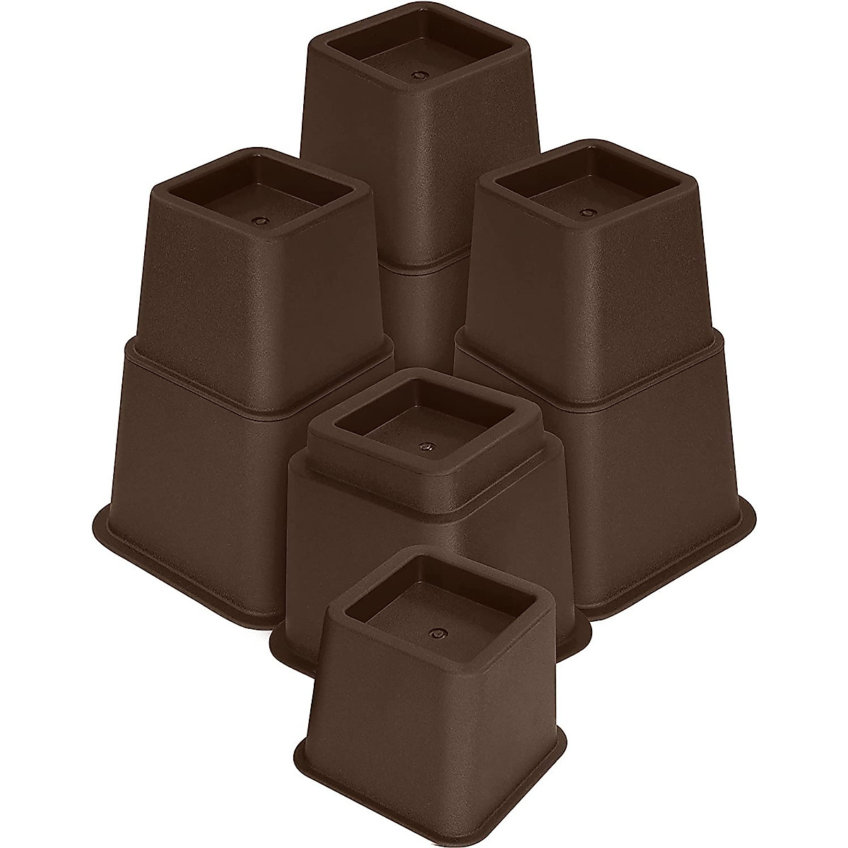 Utopia Bedding Adjustable Bed Furniture Risers - Elevation in Heights 3, 5 or 8 Inch Heavy Duty Risers for Beds and Under Bed Storage - Supports up to 1,300 lbs - (Set of 4 Riser, Brown)