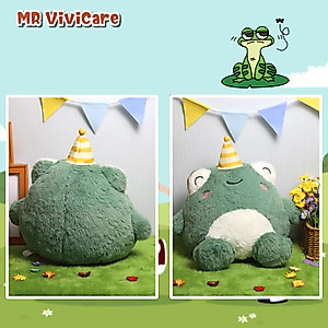 MR ViviCare Adorable Large 12 Inch Frog Squish Plush Pillow, Super Soft Original Cute Green Stuffed Animal Toy for Kids and Adults