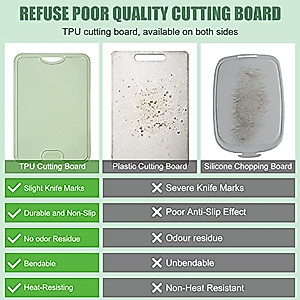 Gintan TPU Cutting Board, BPA-Free, With Knife and JuiceGroove,Scratch Resistant Flexible Cutting Boards for Kitchen, Dishwasher Safe, Easy-Grip Handle, Non-Slip