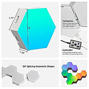 LED Hexagon Lights, RGB Hexagon lights for wall, Smart, Modular, Music Sync, App Controlled LED Lights, for Gaming Room Decor, Gaming Lights, Panel LED, Festival Holiday Gifts, Gamer gifts, 10 Pcs