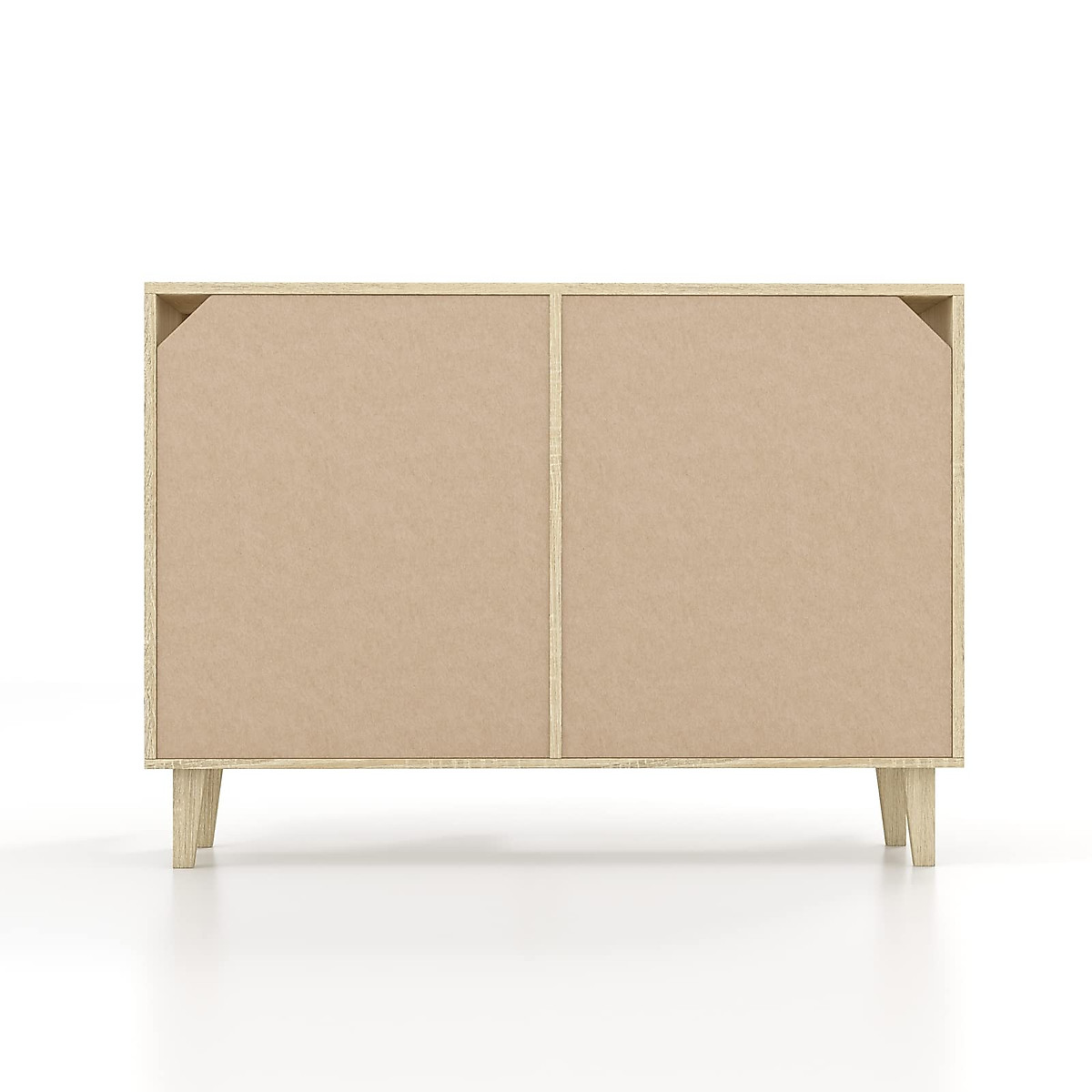 Panana Buffet Storage Cabinet with Rattan Decorating 4 Doors Living Room Kitchen Sideboard 48.43 x 34.65 x 15 inch (Natural Wood)