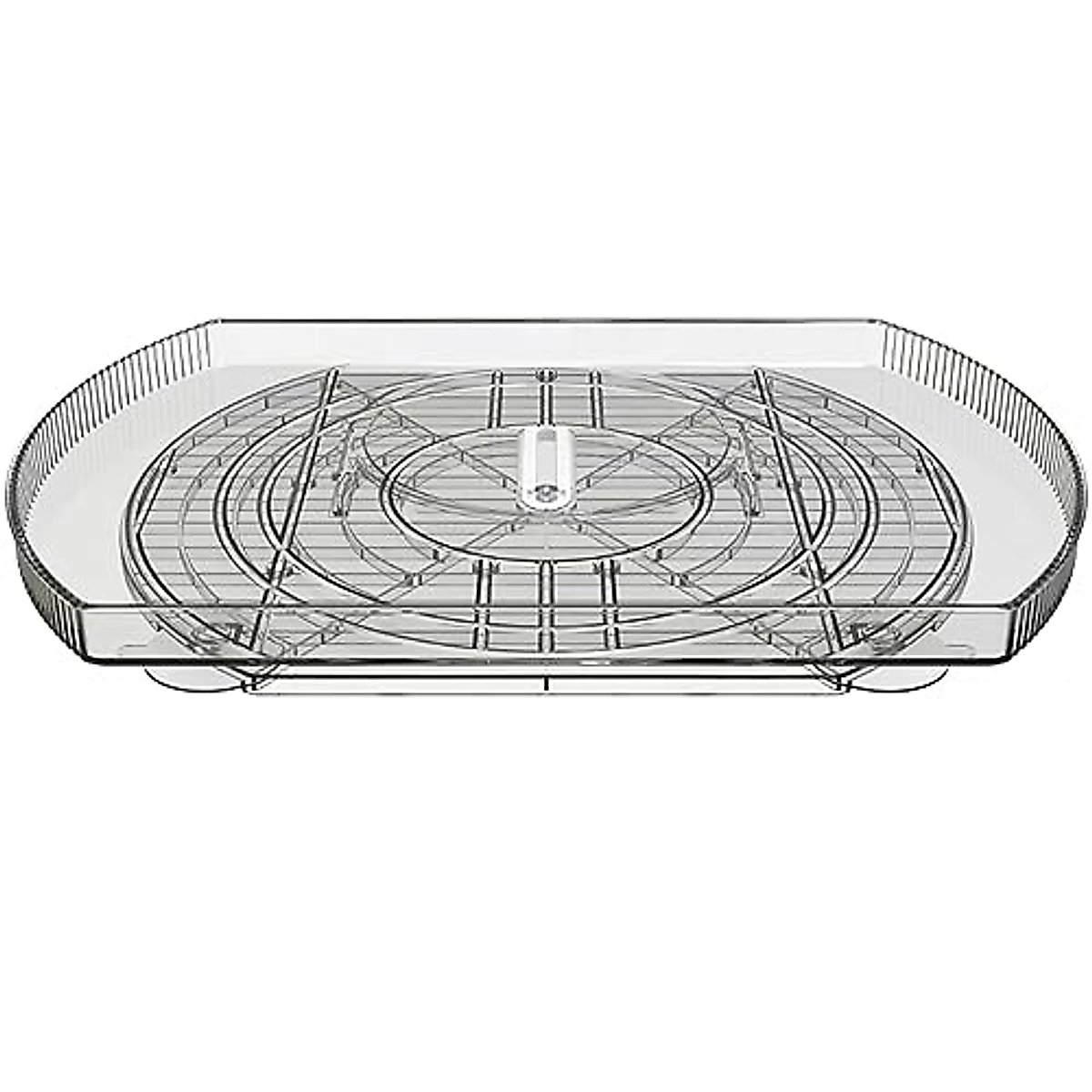 Yatmung Long Square Lazy Susan Turntable for Refrigerator - 16.5 Inch Clear Rectangular Lazy Susan Storage - Cabinet, Countertop, Pantry, Kitchen - Large Fridge Lazy Susan Organizer Rectangle
