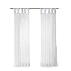 Madison Park Ceres DIY Twisted Tab Sheer Curtain, PAIR PANELS, Lightweight Window Treatment, Voile Privacy, Light Filtering Drape for Bedroom and Apartment, 50 in x 84 in, White 2 Piece