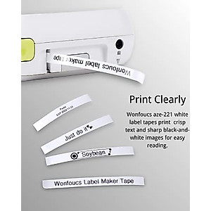 9mm 0.35 Inch Laminated White TZ Tape Replace for Brother TZe-221 TZe221 PTouch Label Tape Compatible with Brother P-Touch Label Maker PT-D210 PT-D220 PT-H103W PT-1890 PT-D600 PT-D410, 4-Pack