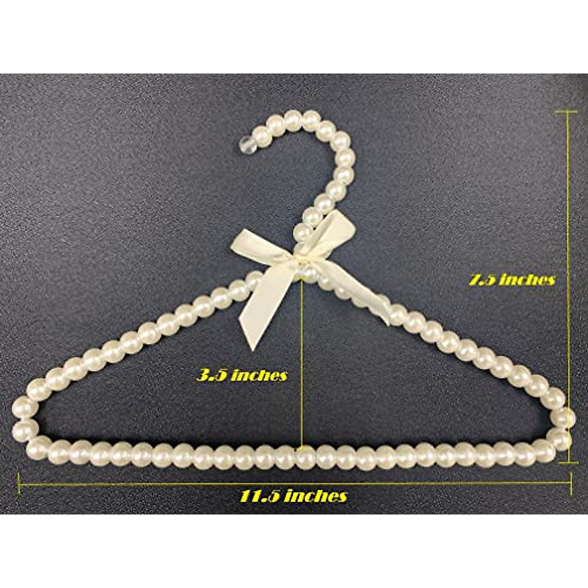 Pearl Clothes Beads Hangers for Kids Baby Girl Infant Toddler Childerns for Fancy Dress Closet Hanger Elegant Gift Ideas Metal Hangers (5 Pack) White