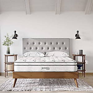 Modway Jenna 10” Queen Innerspring Mattress Quality Quilted Pillow Top-Individually Encased Pocket Coils-10-Year Warranty, White