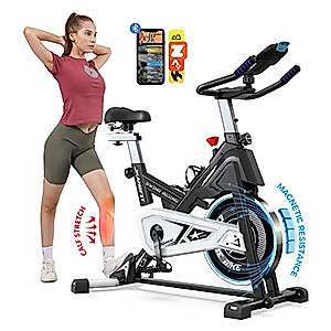 Pooboo Magnetic Exercise Bike Stationary, Indoor Cycling Bike with Built-In Bluetooth Sensor Compatible with Exercise bike apps& Ipad Mount, Comfortable seat and Slant Board, Silent Belt Drive (626S)