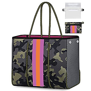 IBFUN Neoprene Large Beach Bag for Women Pool Gym Travel Tote Bag