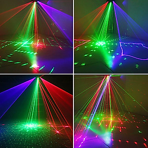 DJ Lights,SAHAUHY Four Beam Effect RGB Sound Activated DJ Stage Strobe Lights for Birthday Party Disco Dancing Bar Club