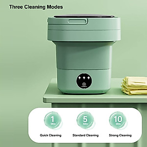 Foldable Washing Machine, 6.5L Capacity Laundry Washer with Gentle Drying, Efficient Washing Machine for Baby Clothes, Underwear or Small Items (Green)