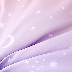 URBONUR 4 Piece Toddler Bedding Set for Girls Glitter Purple Orange Toddler Bedding Set Gradient Stars Print Girls Bedding Toddler Comforter Set