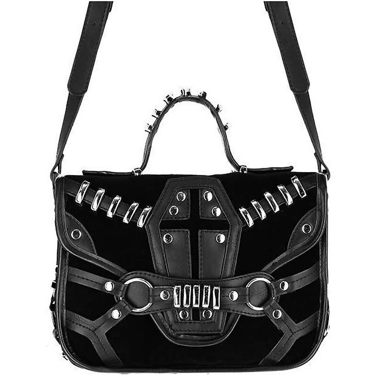Restyle Coffin Cross Straps Gothic Punk Witch Alternative Crossbody Purse Bag