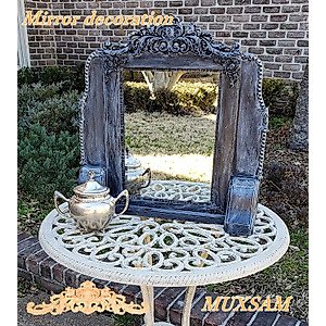 MUXSAM Long Wood Carved Appliques Onlays, 1-Pack Unpainted Decorative Corner Carving Decals Set for Wall Door Cabinet Mirror Closet Wardrobe Dresser Mantel Staircase DIY Project, 30x8cm/11.81"x3.15"