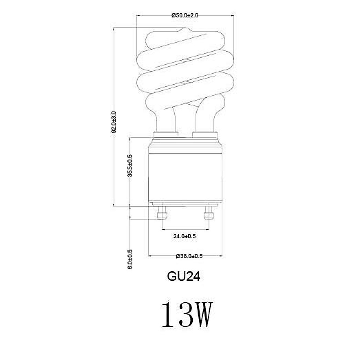 KOR Pack of 4 – 13 Watt Mini Spiral – GU24 Twist and Lock Base. Self-Ballasted CFL, 2pin Fluorescent Bulb, Neutral White 3500K (60 Watt Equivalent)
