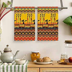 Cukemip Ethnic African American Women Dancers Kitchen Dish Towels Set of 2, Ultra Soft Absorbent Hand Drying Baking Cooking Cloth Spring Summer Holiday Home Decor 16x24 Inch