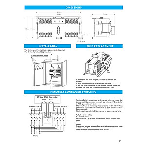 4PRO ATS-63A-4P Automatic Changeover Transfer Switch, 4 Pole, 63A, 120/208V, 50/60Hz, 2-3 Phase