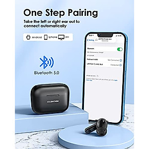 LENTION T2 Hybrid Active Noise Cancelling True Wireless Earbuds, in-Ear Bluetooth Headphones, Immersive Sound Premium Deep Bass Black Bluetooth Earbuds, IPX4 Waterproof Bluetooth 5.1 Earphones