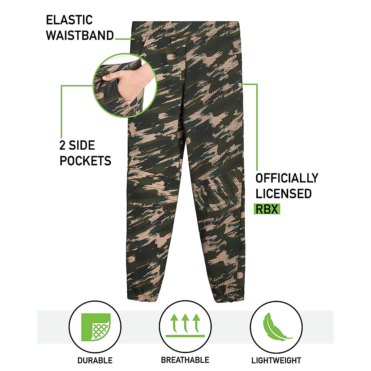 RBX Boys' Active Sweatpants - 2 Pack Performance Fleece Basic Jogger Track Pants - Athletic Pants for Boys (4-16)