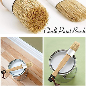3 Pieces Chalk and Wax Paint Brushes Oval Brush for Acrylic Painting Bristle Stencil Brushes for Wood Furniture Home Decor, Including Flat Pointed and Round Chalked Paint Brushes (Black)