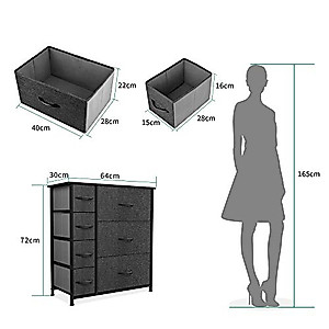 YITAHOME 7 Drawers Dresser- Fabric Storage Tower, Organizer Unit for Bedroom, Living Room, Hallway, Closets& Nursery- Sturdy Steel Frame, Wooden Top& Easy Pull Fabric Bins (Black/Grey)