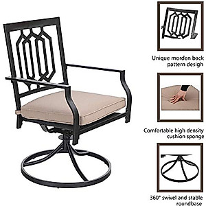 MFSTUDIO Outdoor Swivel Chairs Set of 2, Iron Metal Patio Dining Chairs with Cushion,Furniture Sets for Garden Backyard Rocker Chairs…