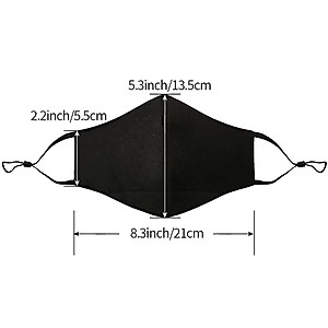 NBDIB 5 Pcs Adult Unisex Reusable Washable Adjustable Face Protection with Filter Pocket and Nose Wire Black Breathable Cotton Dust Cloth Mask with 10Pcs Replacement Carbon Filters for Man and Women