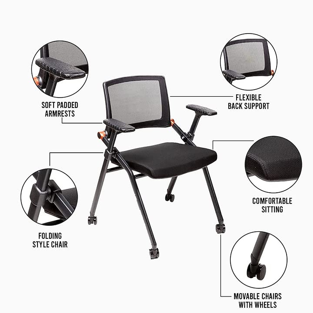 Triton Premium Poker Table Chair - Foldable and Long-Lasting Chairs with Padded Seats and Leather Armrests, Luxurious Vegas Style Casino Experience at Home (10 Chairs)