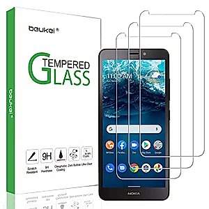 beukei (3 Pack) Compatible for Nokia C100 Screen Protector Tempered Glass,Touch Sensitive,Case Friendly, 9H Hardness