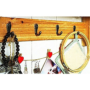 Yansanido Pack of 24 Mini Bronze Tone Vintage Style Double Hole Metal Single Hook Hangers Door Hook Hanging with 48 Screws