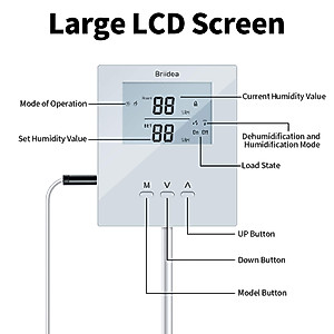 Humidity Controller, Briidea Pre Wired Humidistat with LCD Display High Accuracy Humidity Sensor for Greenhouse Mushroom Grow