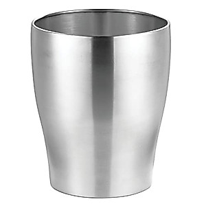 mDesign Steel 1.67 Gallon Trash Can Small Round Wastebasket Metal Garbage Container Recycle Bin for Waste, Recycling in Bathroom, Kitchen, Bedroom, Home Office, Outdoor Trashcan - Polished