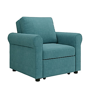 GIA 3 in 1 Convertible Sleeper Sofa Bed,Single Lounge Chair with Adjsutable Backrest for Adults, Set of 1, Teal