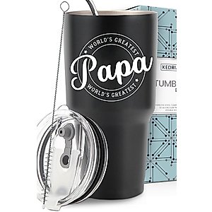 World's Greatest Papa Tumbler 30oz, Thoughtful Papa Gifts from Granddaughter and Grandson, Best Grandpa Presents from Grandkids, Ideal Present Picks for Birthday, Father's Day, Christmas, Gift Ready