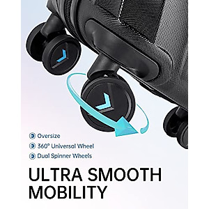 BAGSMART Carry On Luggage, PC Hardside Suitcase Airline Approved, 20 Inch Carryon Luggage with Spinner Wheels, Travel, Hard Shell Lightweight Rolling Suitcases for Men Women,Black