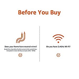 Amazon Basics Single Pole Smart Switch, Neutral Wire Required, 2.4 Ghz WiFi, Works with Alexa