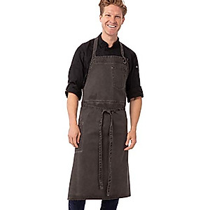 Chef Works Unisex Dorset Chefs Bib Apron, Pewter, One Size