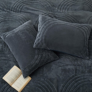 Oli Anderson Fluffy Duvet Cover Set Queen Size, 3 Pieces Tufted Plush Shaggy Comforter Cover, Ultra Soft Warm Fuzzy Faux Fur Bedding Sets, Grey (1 Duvet Cover + 2 Pillowcases)