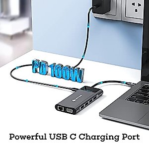 USB C Docking Station Dual Monitor for Dell/HP/Lenovo/Surface Laptop, Triple Display USB C Hub Multiple Adapter, USB C Dongle with 2 HDMI 4K+VGA+4 USB Port+100W PD Charger+Ethernet+SD/TF+Audio NOVOO