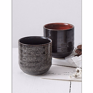 Lxuwbd Japanese style ceramic tea set, tea cup, coffee cup, yerba mate set, Ceramic mate cup set of 4 (Brown grey)